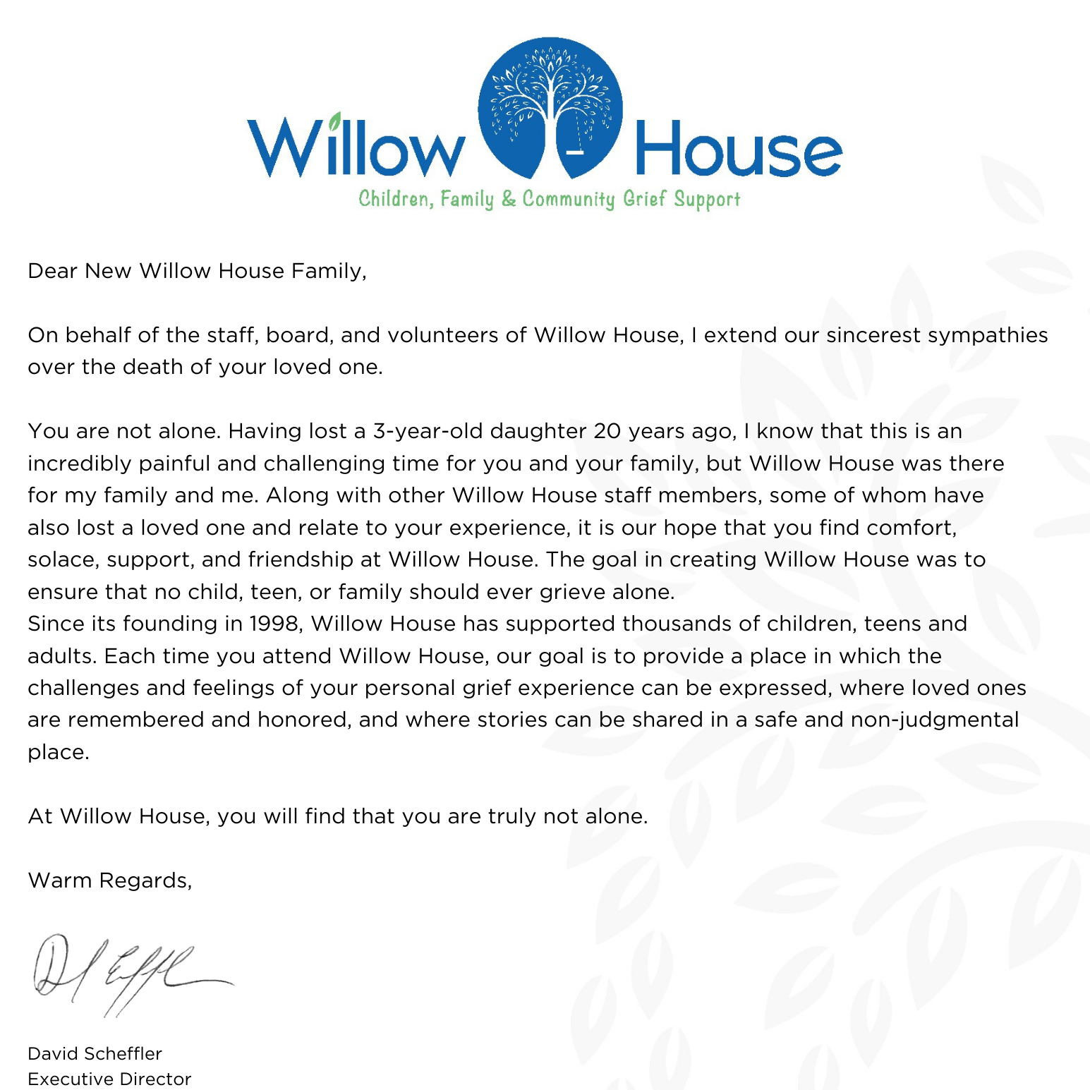 New Family Welcome - Willow House